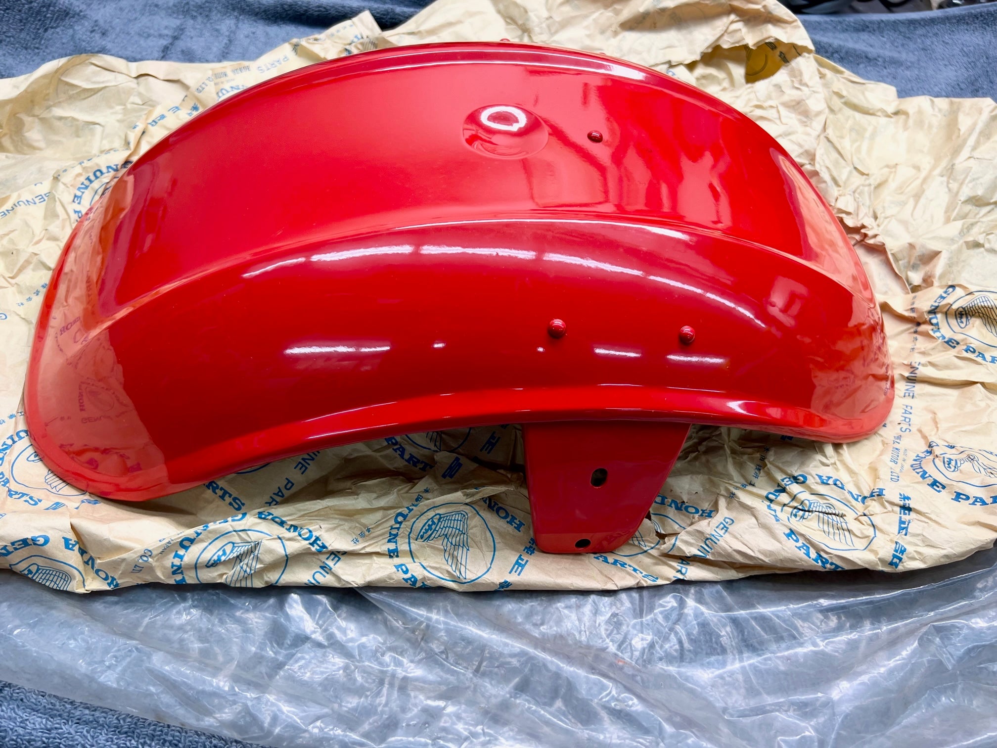 NOS Honda 1972-73 US90 steel front fender Tahitian red # 61100-918-030 ...